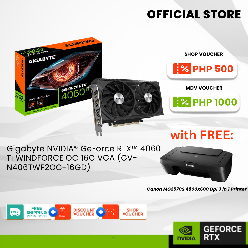 Gigabyte NVIDIA GeForce RTX 4060 Ti WINDFORCE OC 16G VGA (GV-N406TWF2OC ...