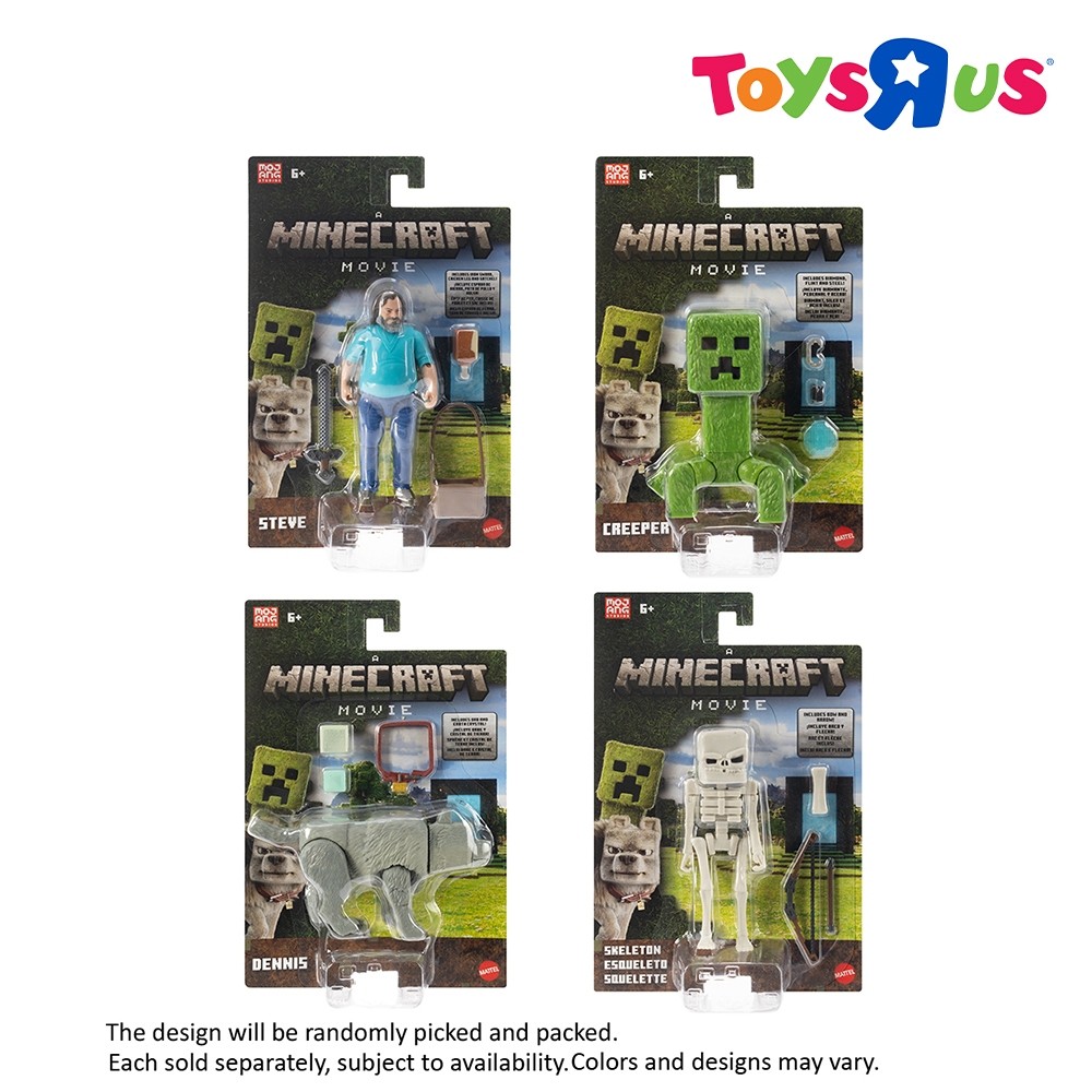 Minecraft Movie 4-Inches Character Figure (Steve, Skeleton, Dennis ...