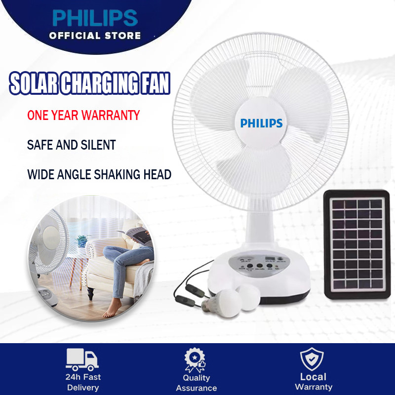 Philips Solar Electric Fan 12/16 inch With Panel AC Fan Portable ...