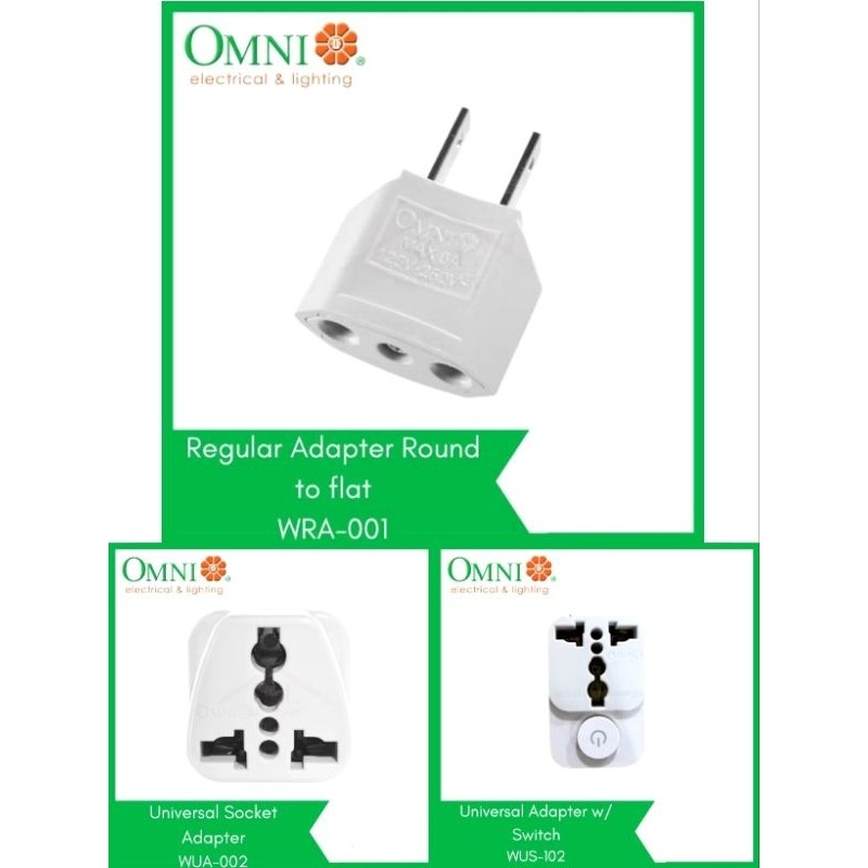 OMNI Regular Adapte WRA-001/Universal Socket Adapter WUA-002/ Universal ...