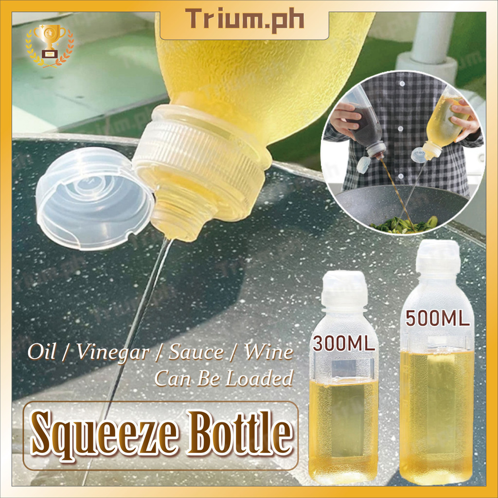 300/500ml;Ih/Clear+cL^Plastic Squeeze Oil Bottle with Cap, Transparent ...