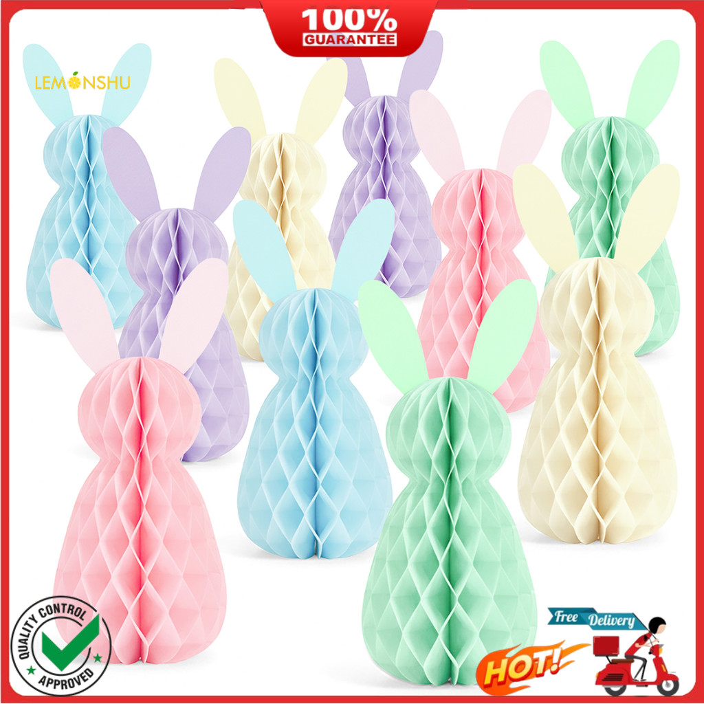 LMS-5 Pcs Easter Bunny Honeycomb Centerpiece 3D Paper Rabbit Ornament ...