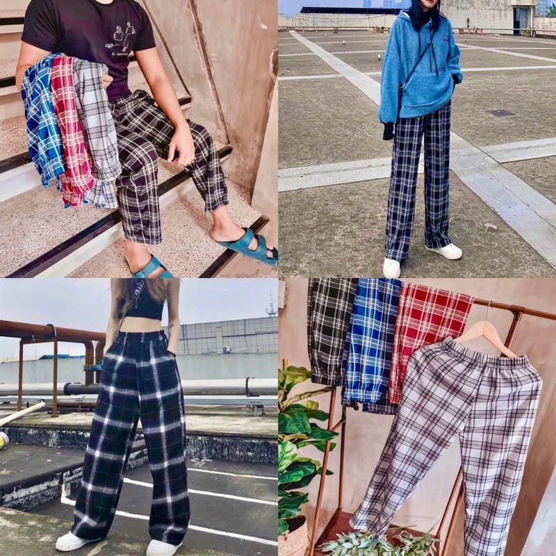 SS=Jx;KAYLA-a`Pranela Plaid Trending Oversized*Z*Pants$LCheckered ...