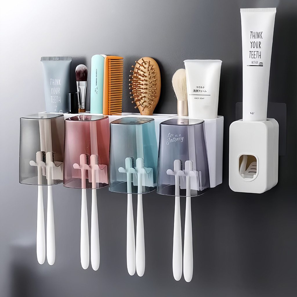 Toothbrush Rack Perforation-Free Mouthwash Cup Toothbrush Cup Toilet ...