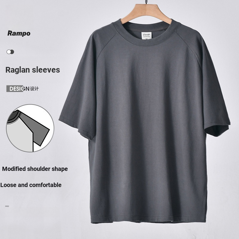 350g Heavy Pure Cotton Top Trendy Loose Round Neck Cotton New Style ...