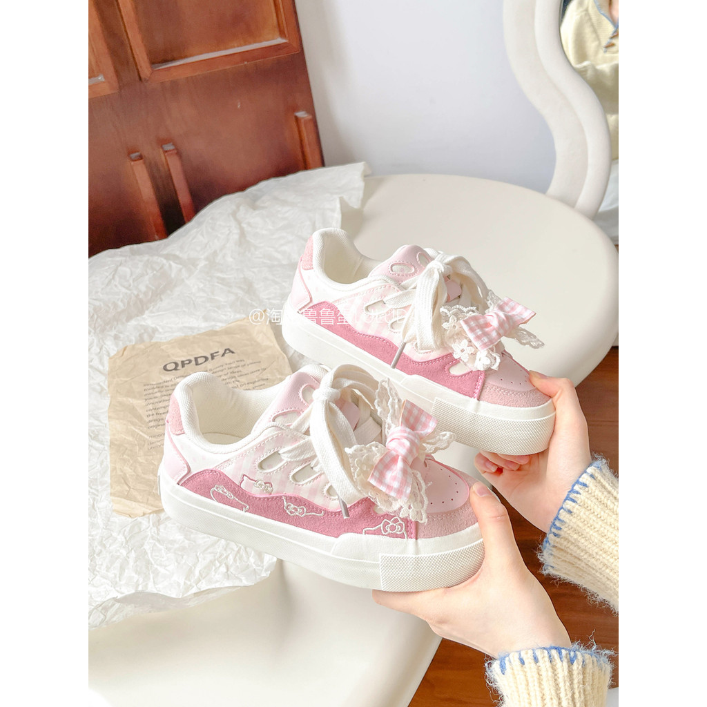 Ludan Cute Bow Sneakers - Women's 2025 New Style Thick Soled White ...