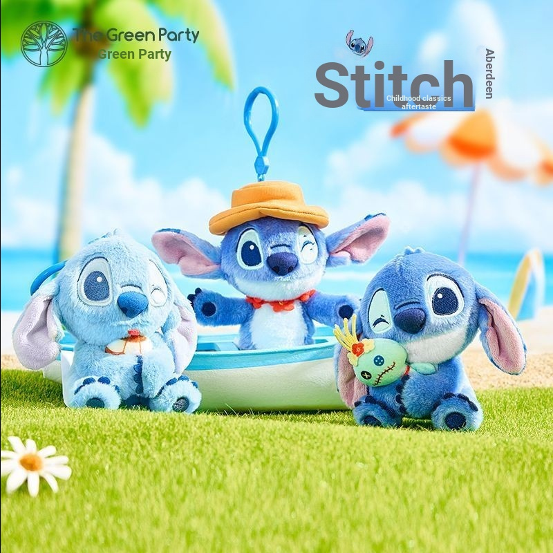 TheGreenParty Stitch Summer Seaside Plush Doll Pendant Doll Keychain ...