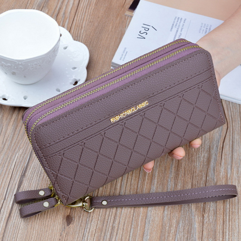 New double zipper clutch purse ladies purse long fashion large capacity ...