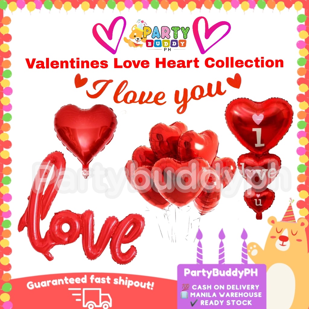 I Love You Red Foil Balloon Set | Love Cursive, Hearts & Banner for ...