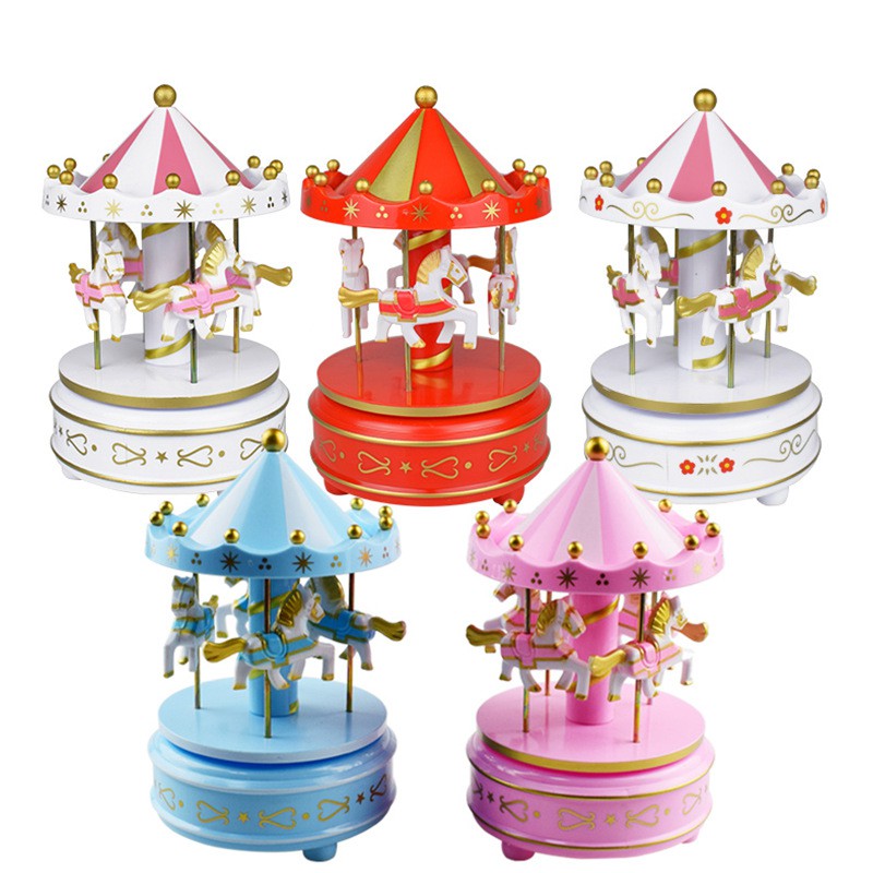 NEW Horse Carousel Music Box Toy Musical Gifts Beautiful Vintage Round ...