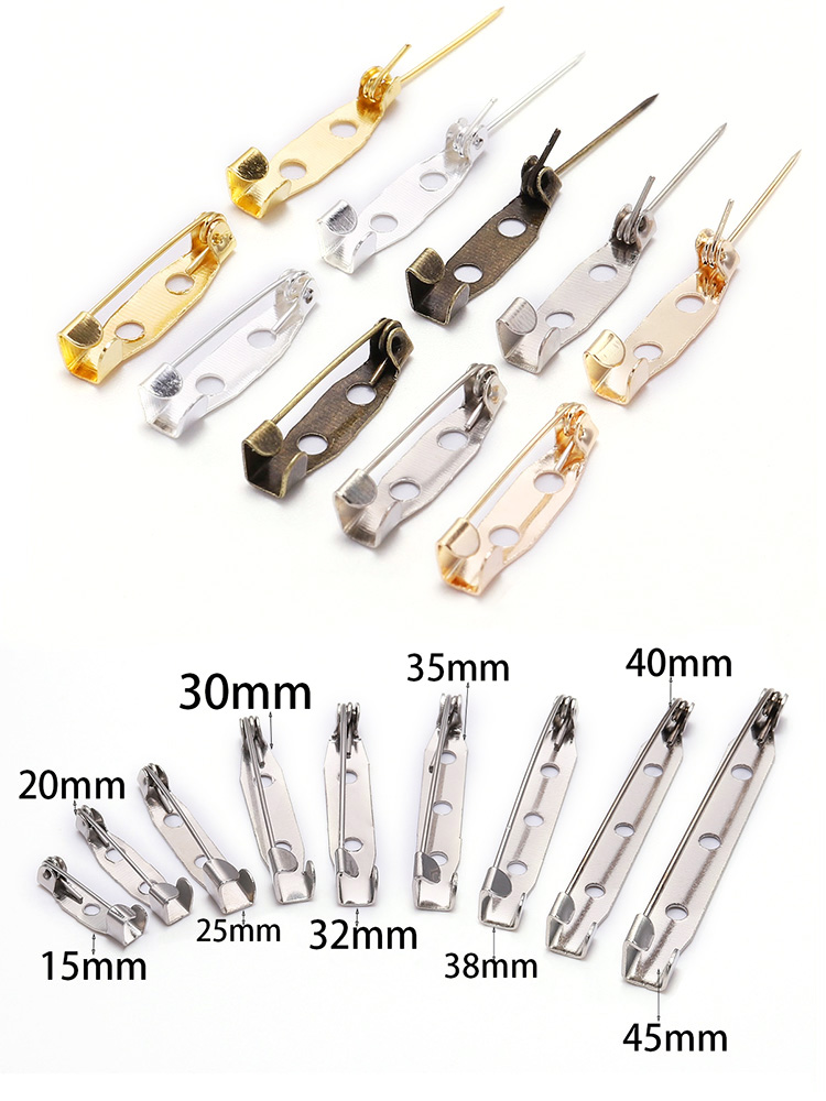 50pcs Brooch Base - Black & Silver Blank Pins, One-Word Clip for DIY ...