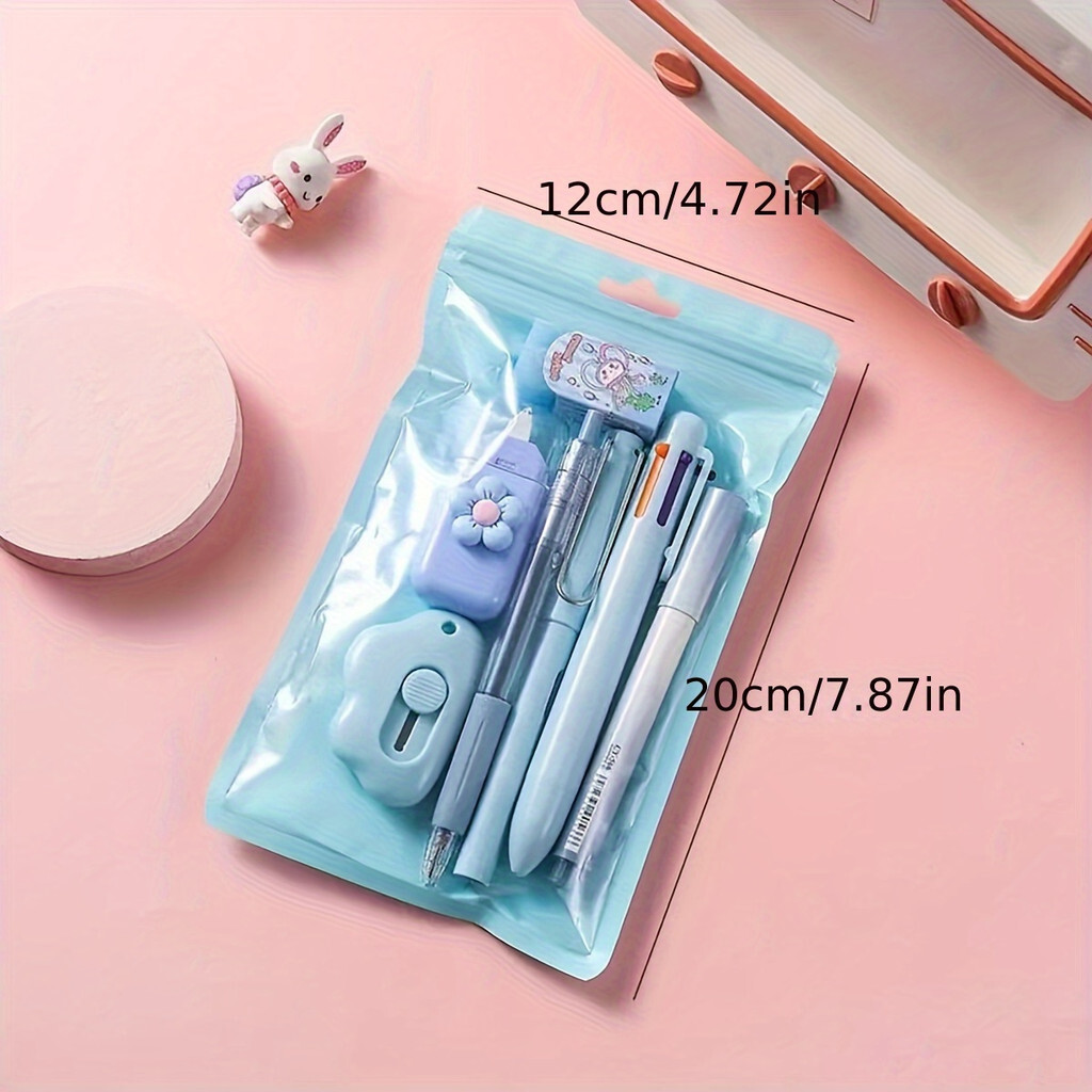 Cute Stationery Set Gift - 7-Piece Plastic School Supplies Including ...