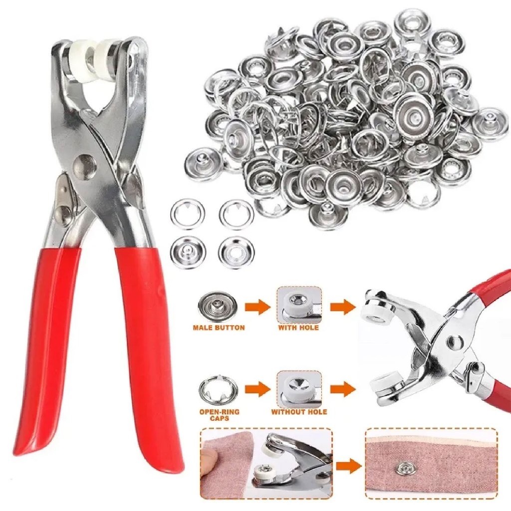 9.5mm Metal Snap Button Tool Kit DIY 100 Set With Fastener Pliers Kit ...