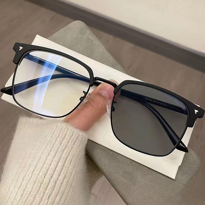Color-changing Radiation-proof Blue-ray Glasses Square Metal Frame ...