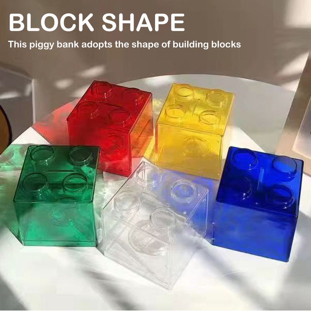 Thebest Transparent Alkansya Blocks Shape Coin Box Money Bank Stackable ...