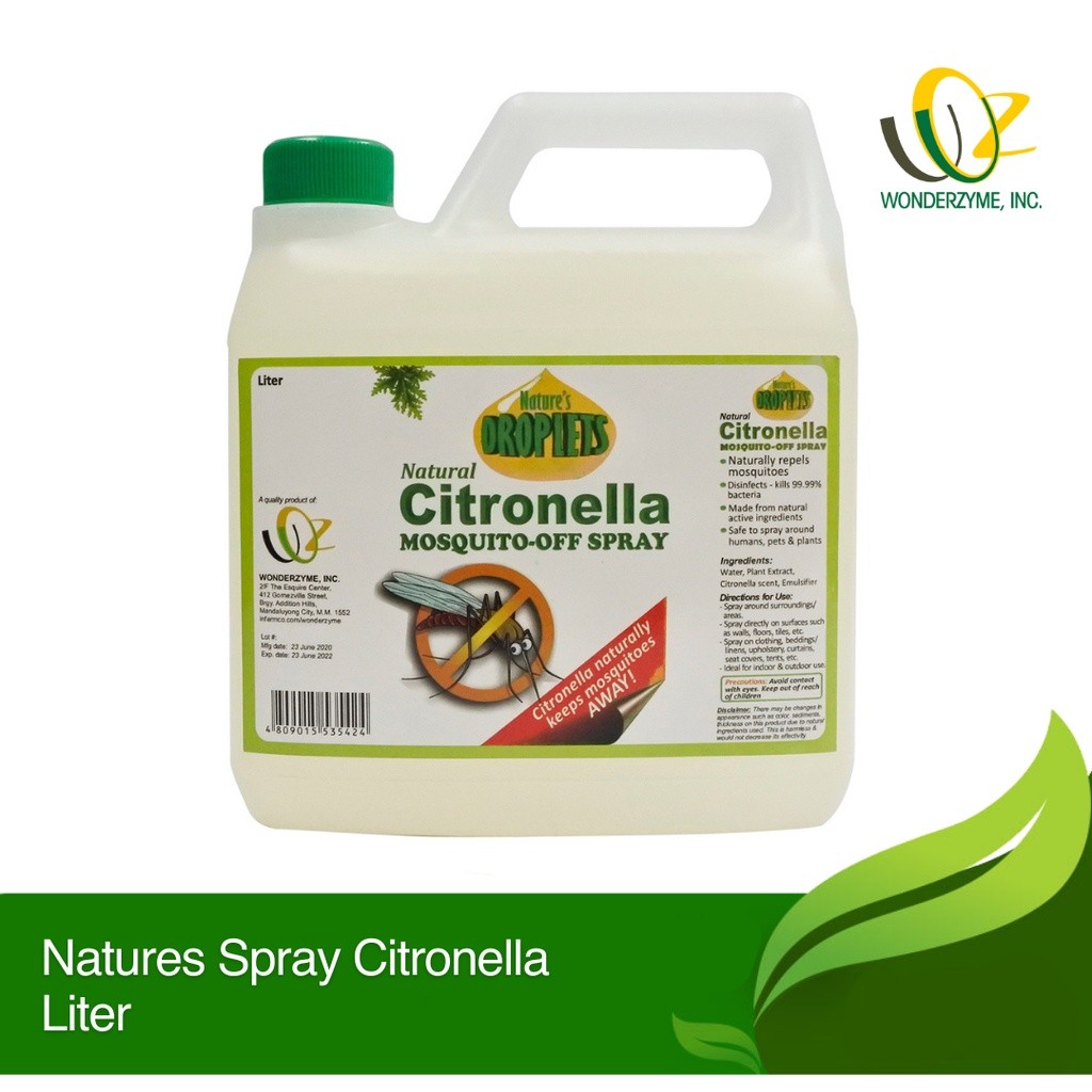 NATURE'S DROPLETS Citronella Natural Mosquito Off Spray (1 Liter ...