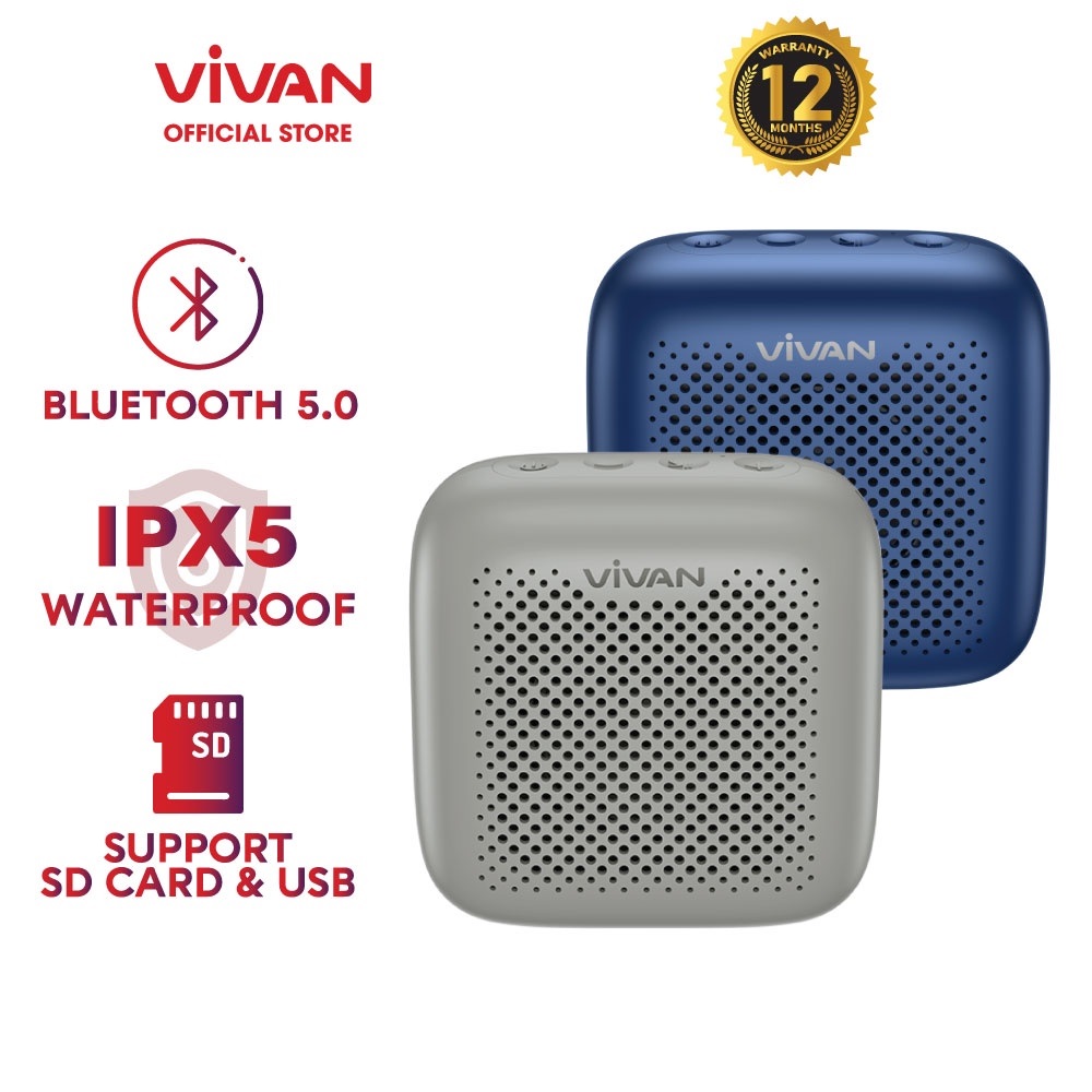 Vivan VS1 Mini Bluetooth Speaker Wireless 5.0 Waterproof IPX5 USB SD ...