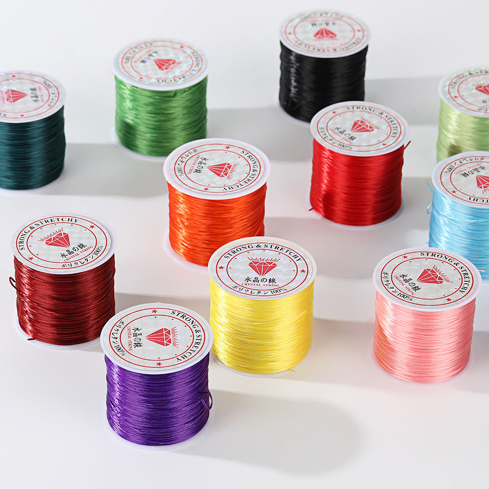 Flat Silk Elastic Thread 50m Spandex Thread Bracelet DIY Hand Woven ...