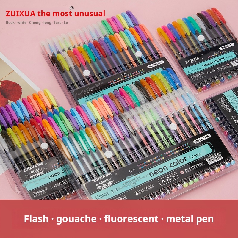 Murah ballpen set 12/24/36/48 Color Gel Ink Pen Set – Glitter, Pastel ...