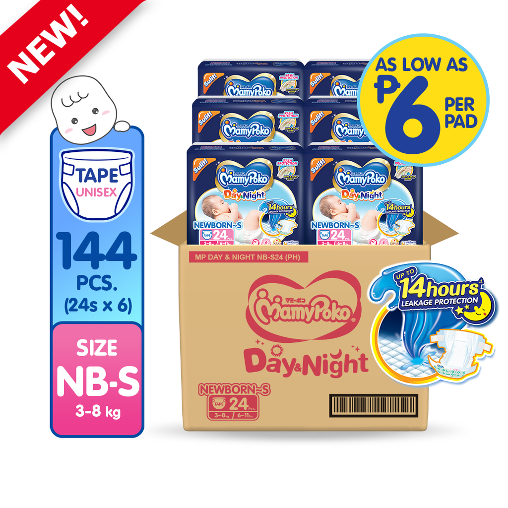 [MEGA BOX] MAMYPOKO Day & Night Baby Disposable Tape Diaper Unisex ...