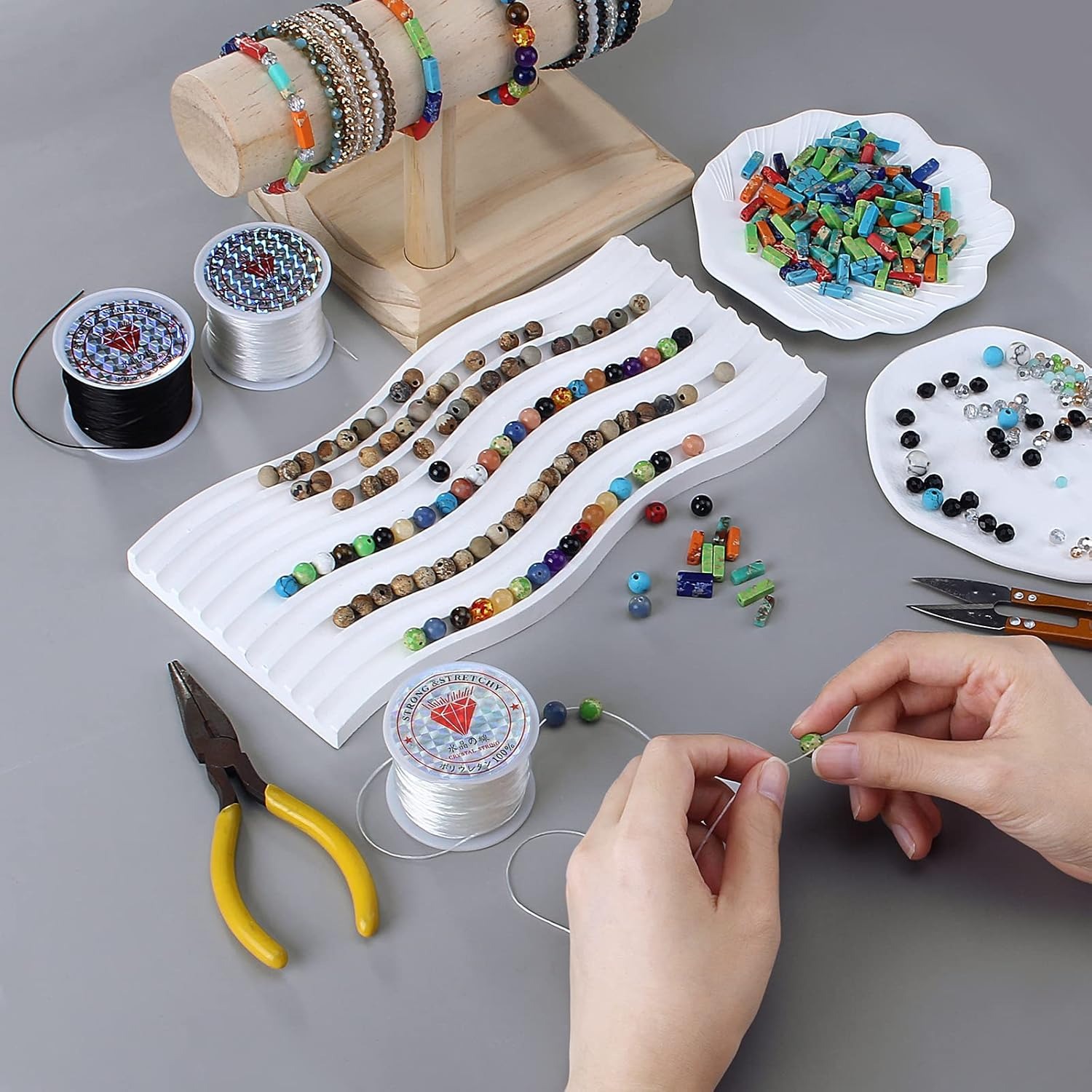 Flat Silk Elastic Thread 50m Spandex Thread Bracelet DIY Hand Woven ...