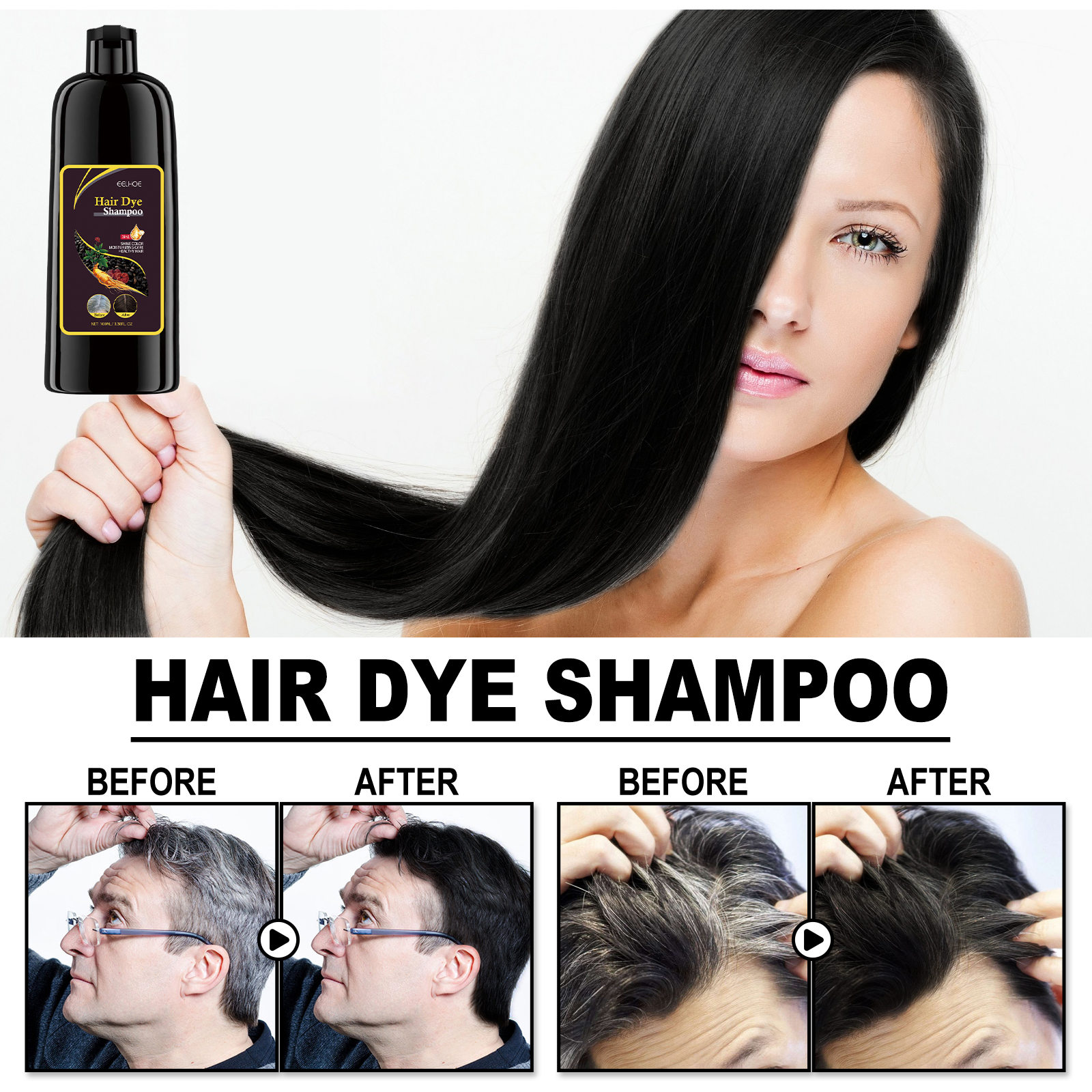 Hair Coloring Hair Dye Hair Blackening Shampoo White Hair Into Black In ...