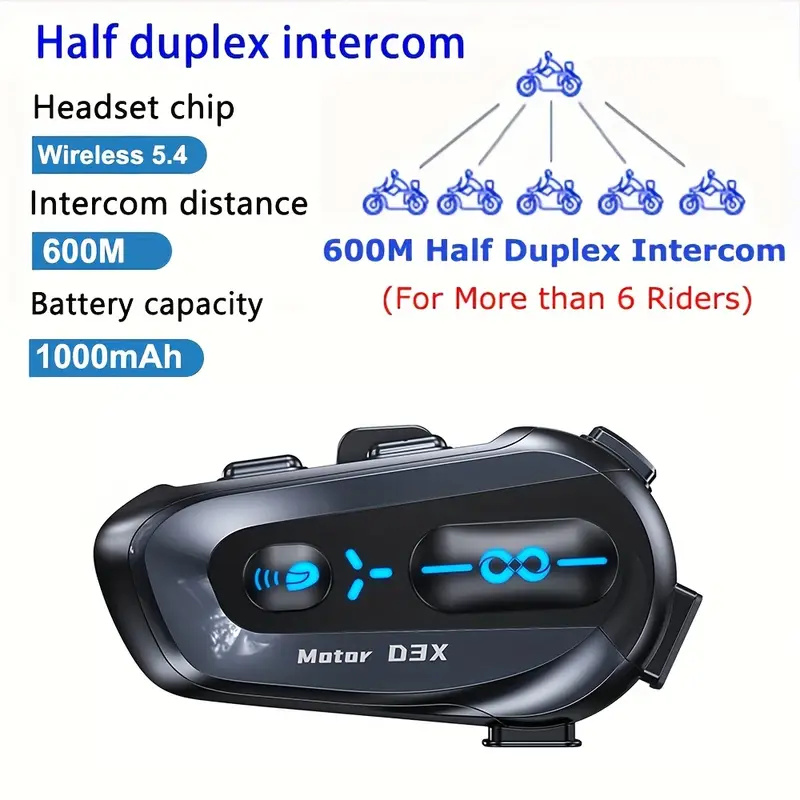 New D3X Motorcycle Bluetooth Helmet Intercom 1000mAH High-capacity ...