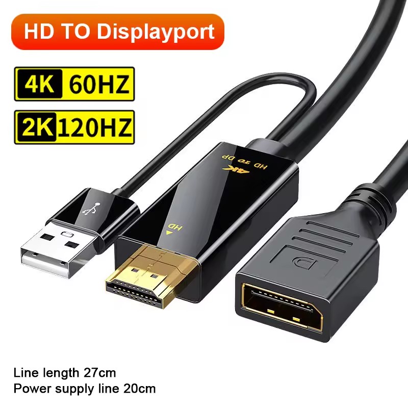 HDMI to Display Port 4K@60Hz HDMI Cable Laptop to Monitor with USB ...