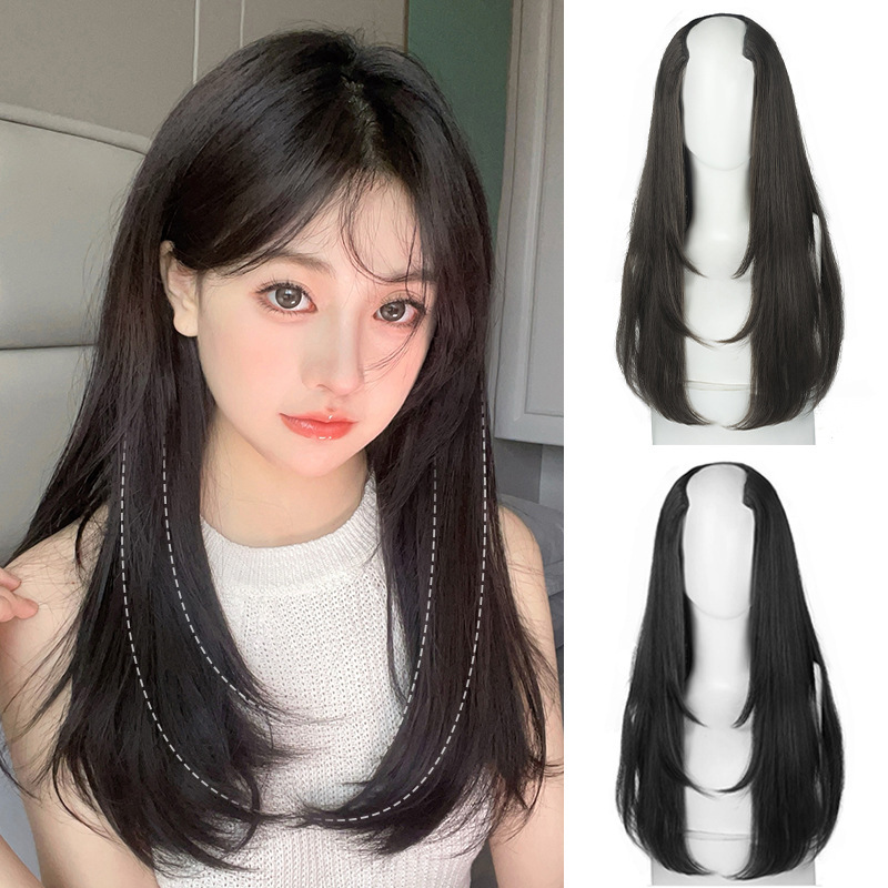 55cm Long V-Shaped Synthetic Hair Extensions - Thick Invisible Wig ...