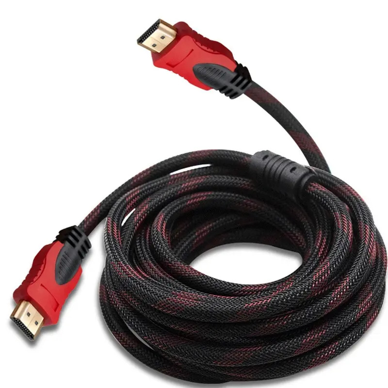 5M 10M High Speed HDTV Cable HD Black and Red Braided Compatible ...