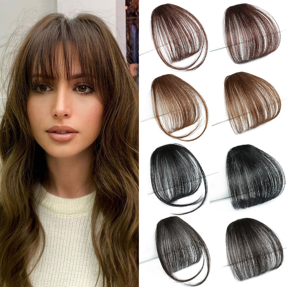 Natural Invisible Bangs Wig for Women Realistic Seamless Synthetic ...