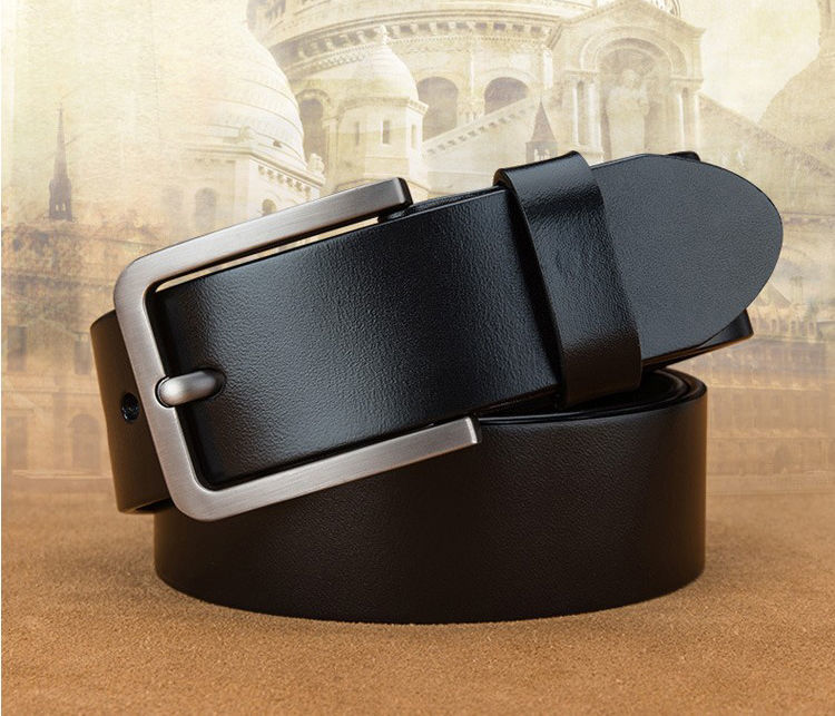 New Vintage Men's Durable Leather Belt with Minimalist Pin Buckle for ...
