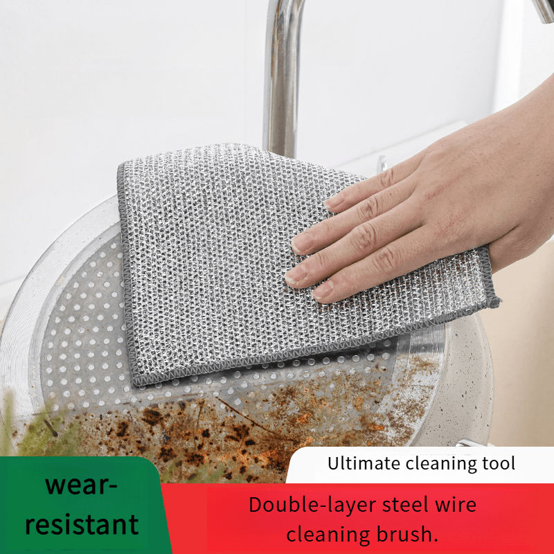 Stainless Steel Wire Dishwashing Cloth - Silver Scrubber for Pots, Pans ...