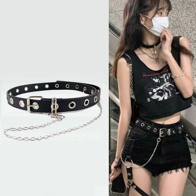 Y2k JK Dark Girl Punk Street Butterfly Belt Waist Chain Women's Pants ...