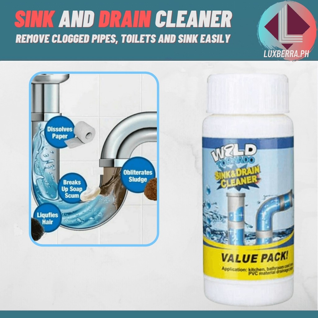 Powerful Sink Drain Cleaner Powder for Clogged Pipes Kitchen Toilet ...