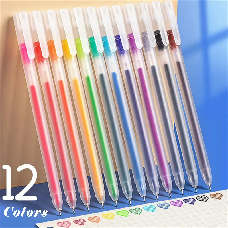 12 Colors Gel Pens, for student study, diary, decor, crafts | Shopee ...