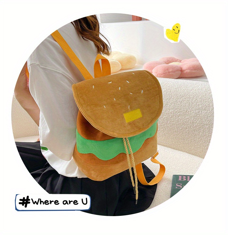Hamburger Cute Cartoon Small Backpack Large Capacity Hamburger Backpack ...