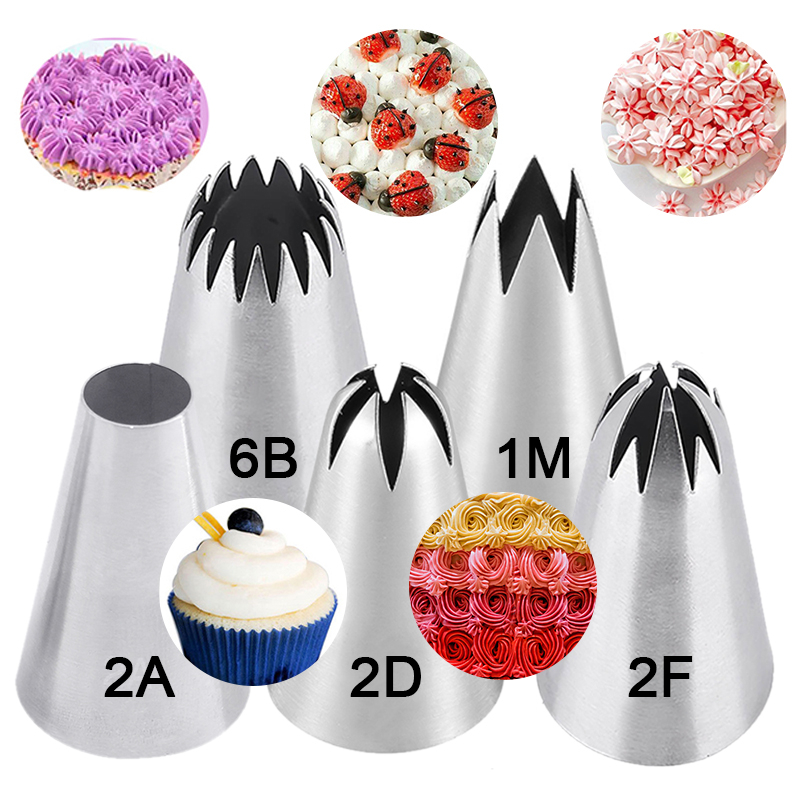 5Pcs/Set Large Piping Tips for Pastry Fondant Cake Decorating Supplies ...