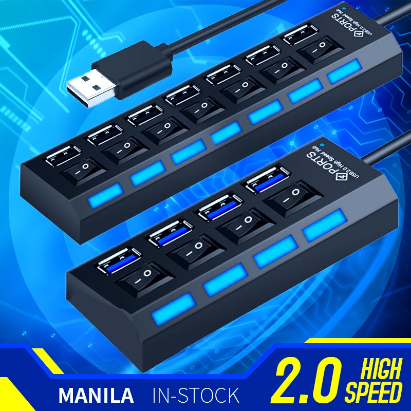 7 ports USB Hub Hi-Speed 2.0 Hub 480Mbps On/Off Switch | Shopee Philippines