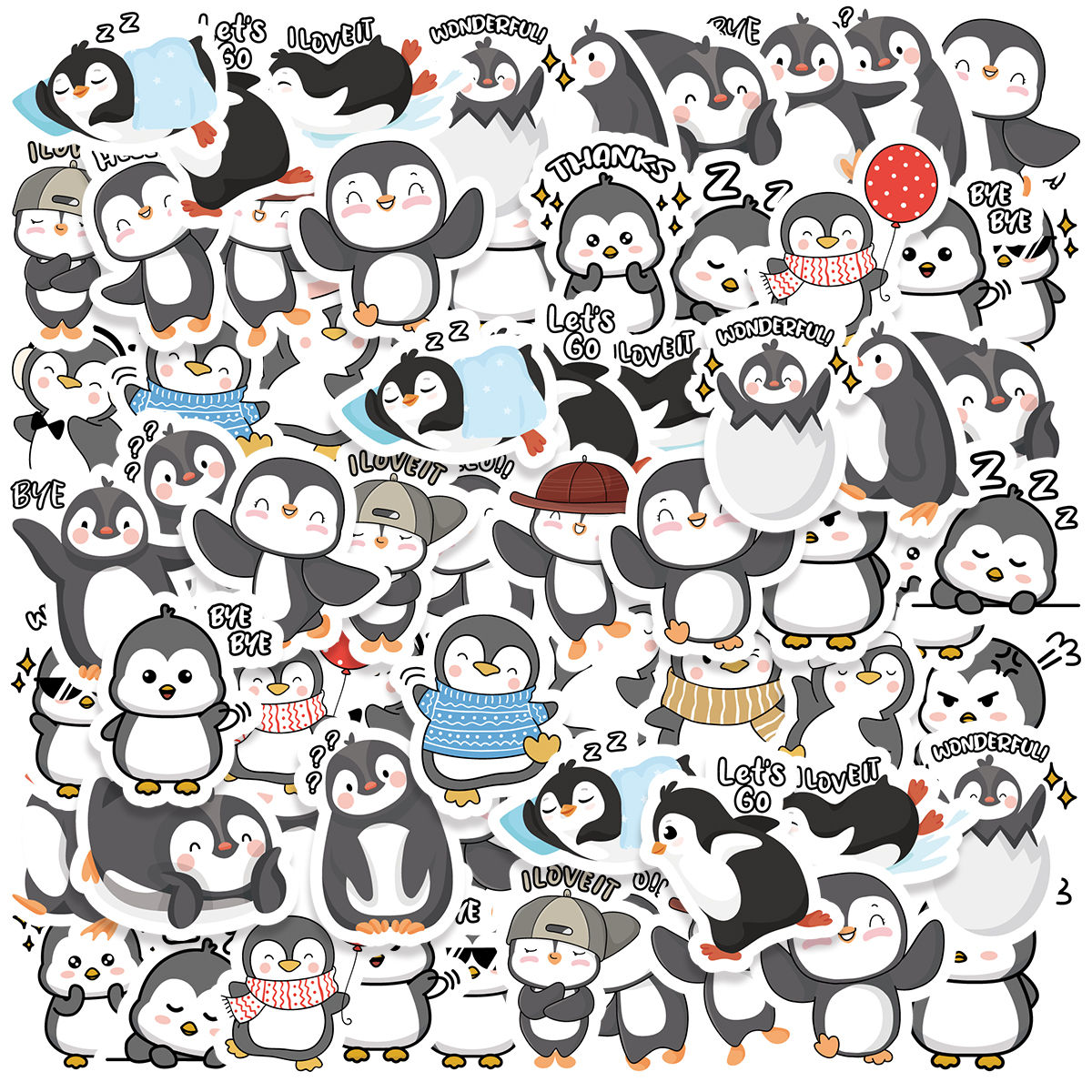 46pcs Cute Cartoon Antarctic Penguin PVC Boxed Stickers Student DIY ...