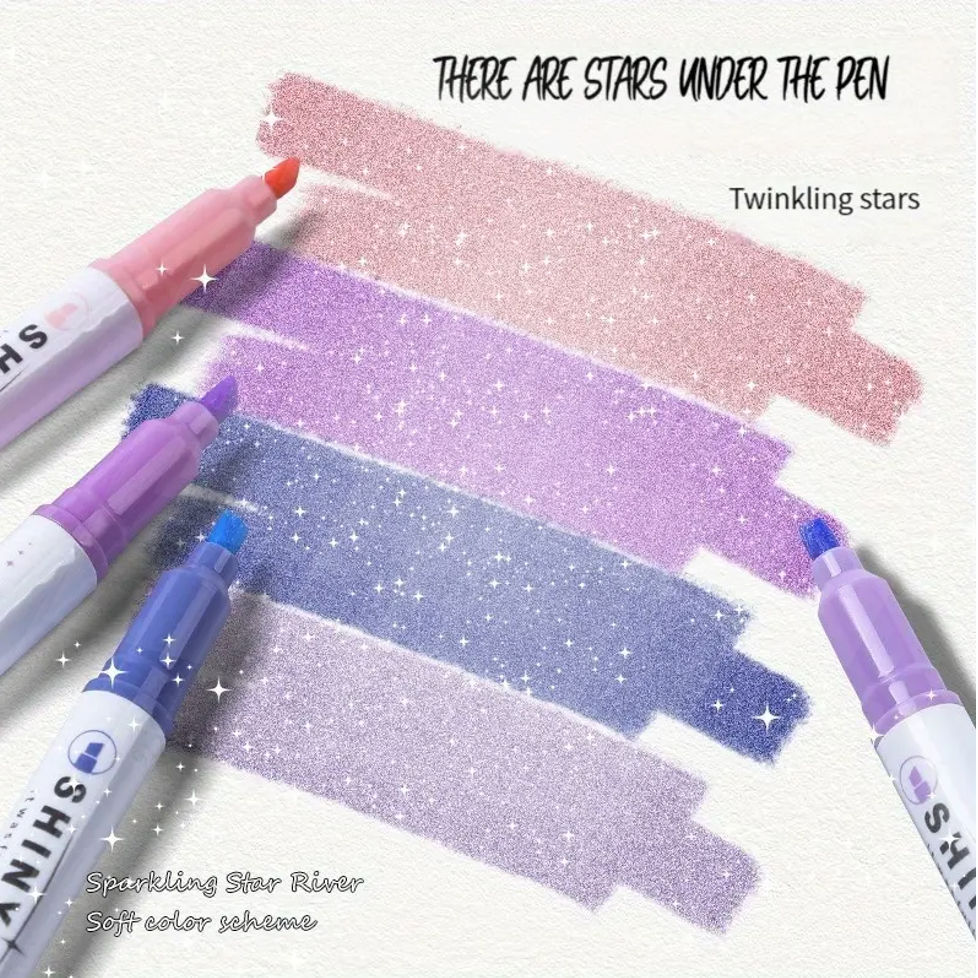 12pcs Glitter Shiny Highlighter Marker pens, colorful Painted ...