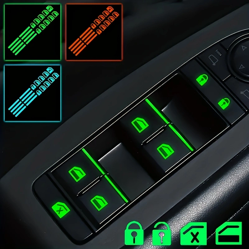 1/4 Pieces In-Car Function Button Switch Luminous Car Sticker ...