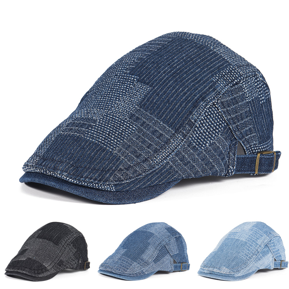 Classic Washed Denim Men Hats Newsboy Boinas Hombre Beret Caps Irish ...
