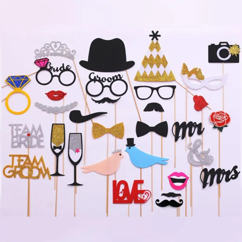31pcs Creative Wedding Party Handheld Photo Props Funny Birthday Party ...