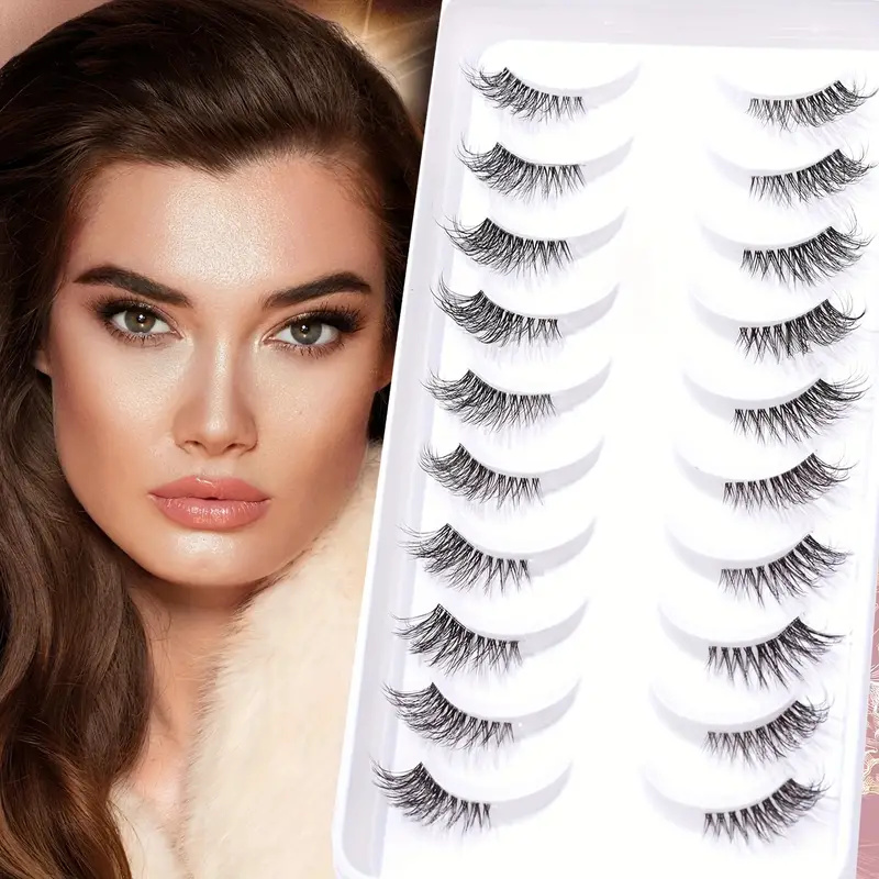 Trendy New 10 Pairs of Cat Eye Half Lashes - Natural Look for Dates and ...