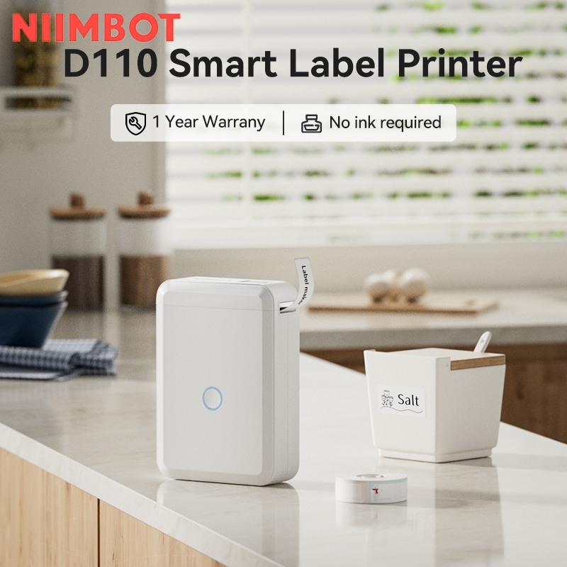 NIIMBOT D110 Label Maker Machine with Tape, Portable Bluetooth Label Printer for Storage, Office ...