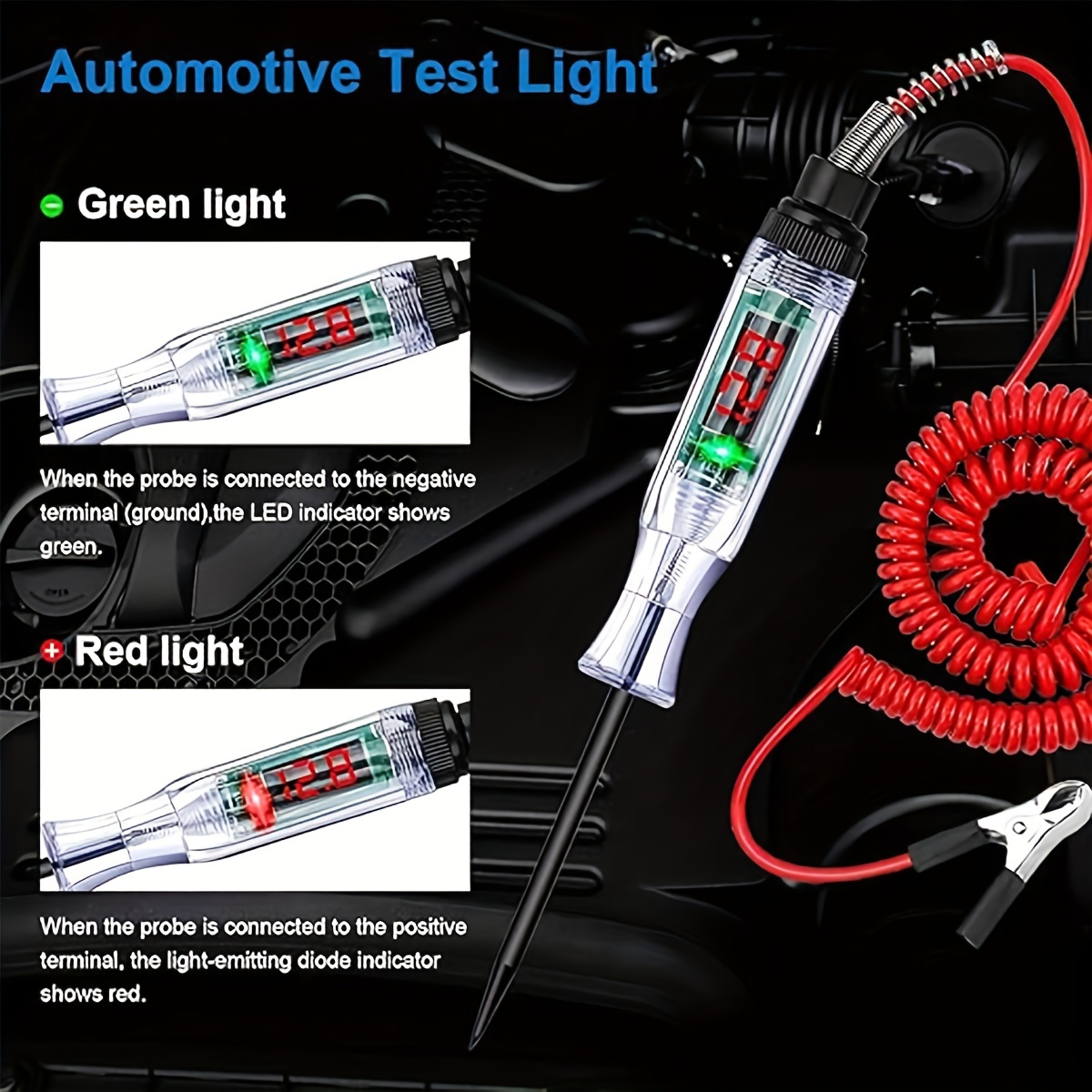 Test Light Automotive,Circuit Tester 6-24V DC Digital LCD Display ...