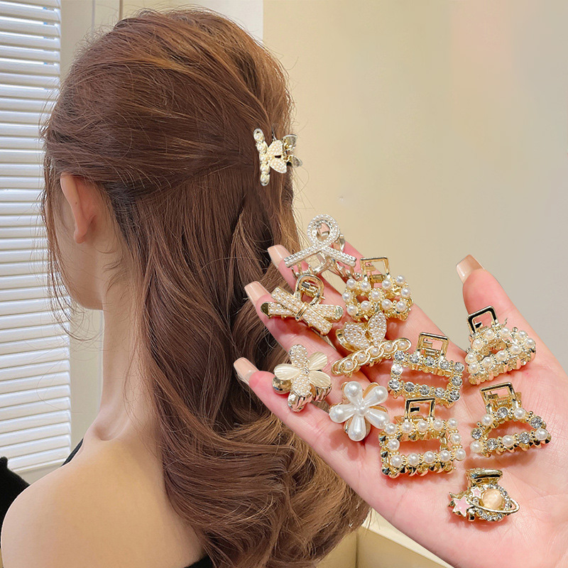 New Small Pearl Clip Half-tie Ponytail Back Head Small Exquisite Hair ...