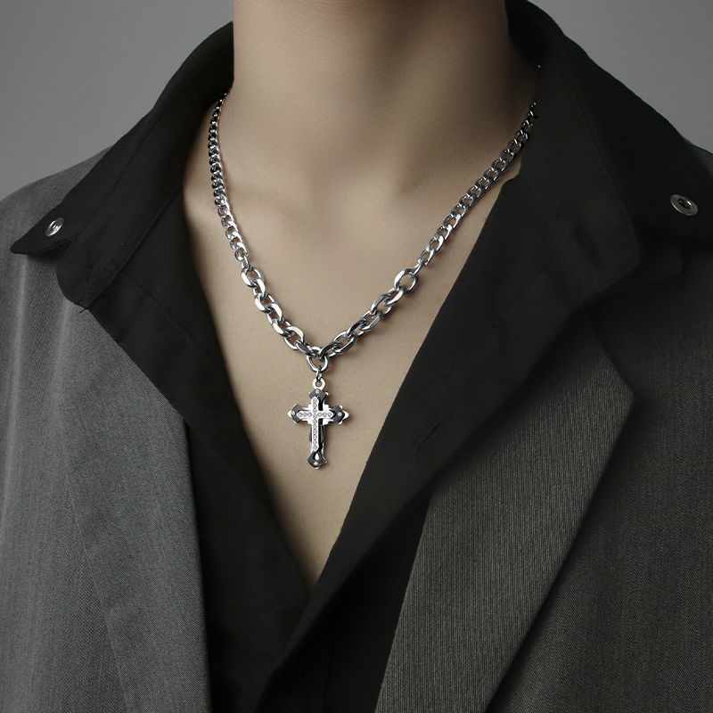 Cross Titanium Steel Necklace Men's Trendy All-Match Hip-Hop High-End ...