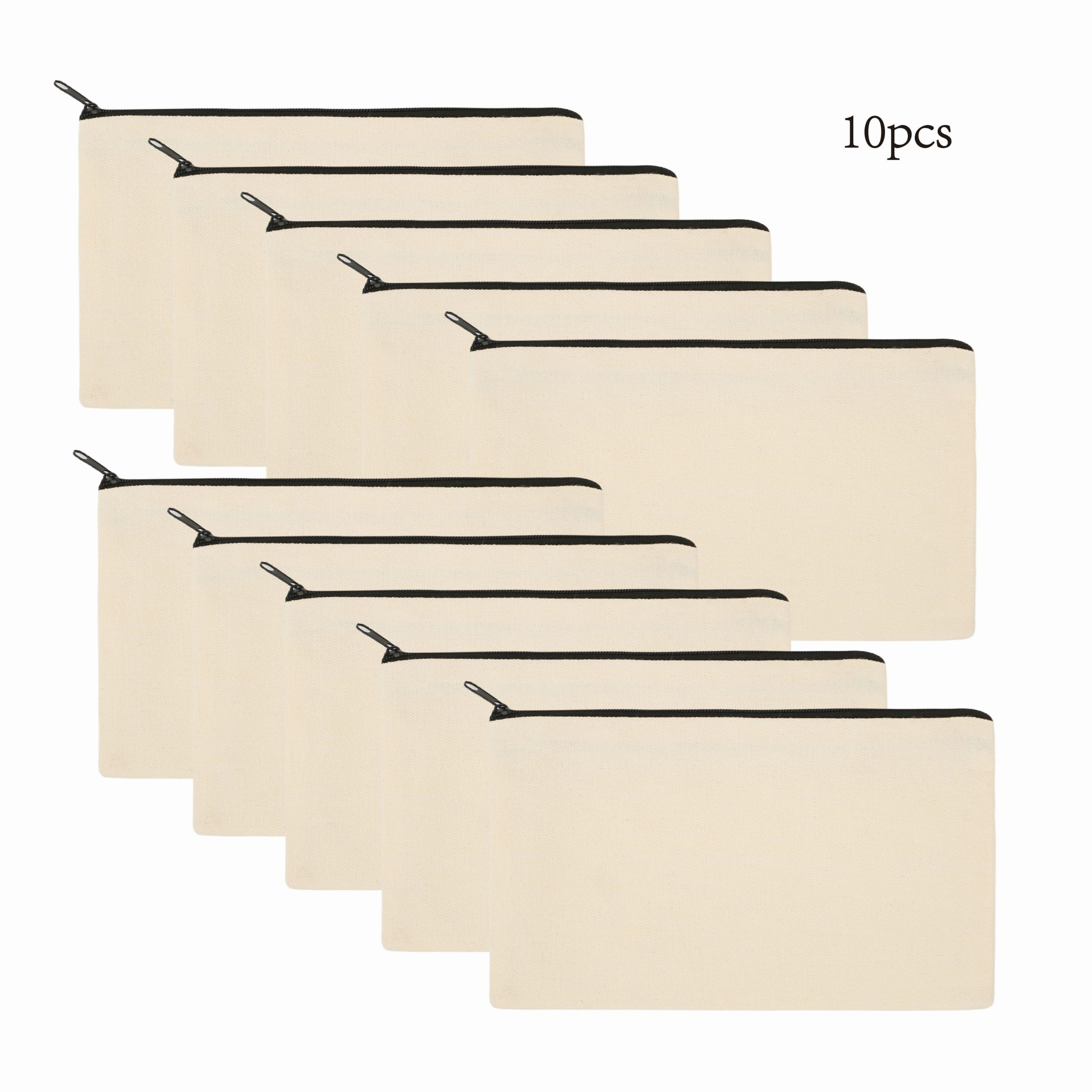 10PCS Canvas Zipper Bags Multifunctional Blank DIY Craft Pouches Pencil Bags Case Pouch For Home ...